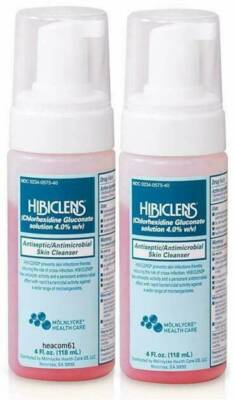 Hibiclens Antiseptic Antimicrobial Skin Cleanser 4oz Foam Pump 57541 (2 ...