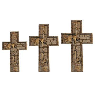 Christian Wooden Cross Church Wall Cross Carving Ornament Decorative ...