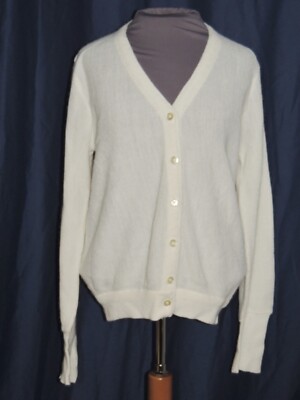 Vintage 1960's Lady Pickering White Knit Cardigan Sweater M Unworn | eBay