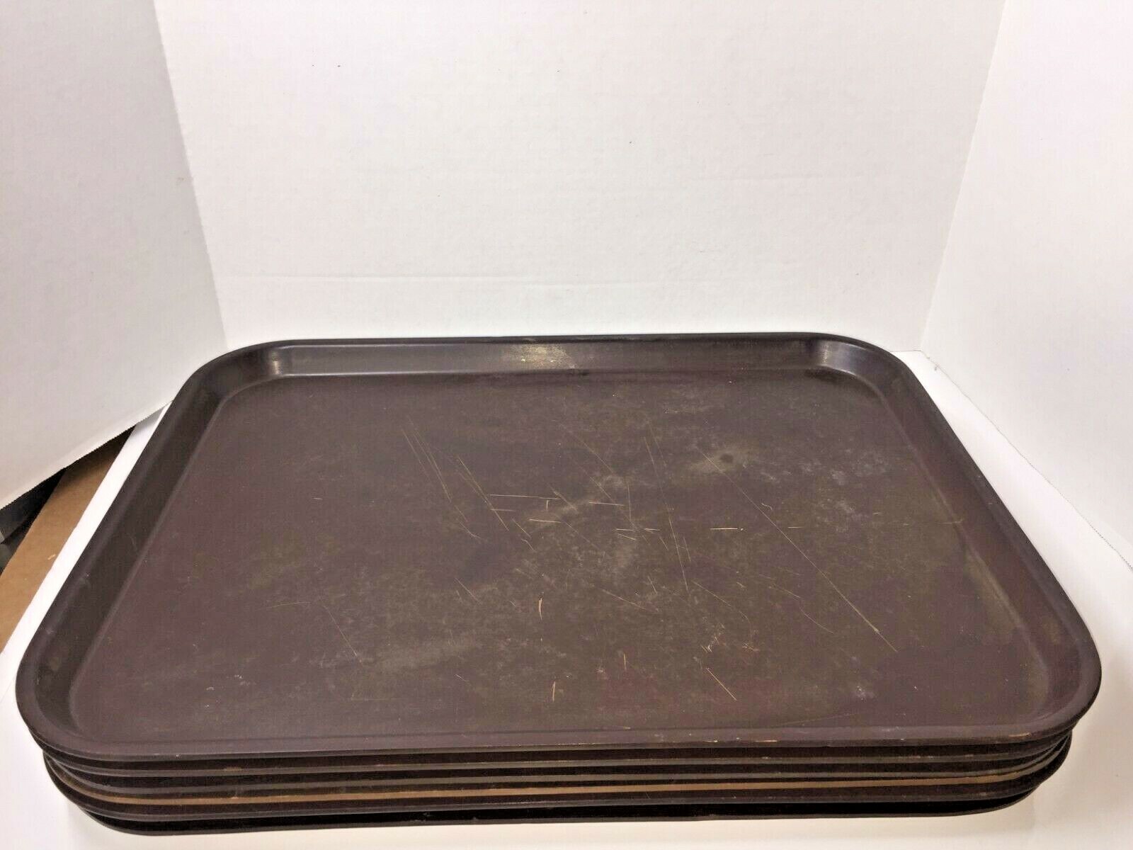6 pcs Vintage Brown BOLTA 504 Plastic Lunch Tray Cafeteria 20" x 15 ...