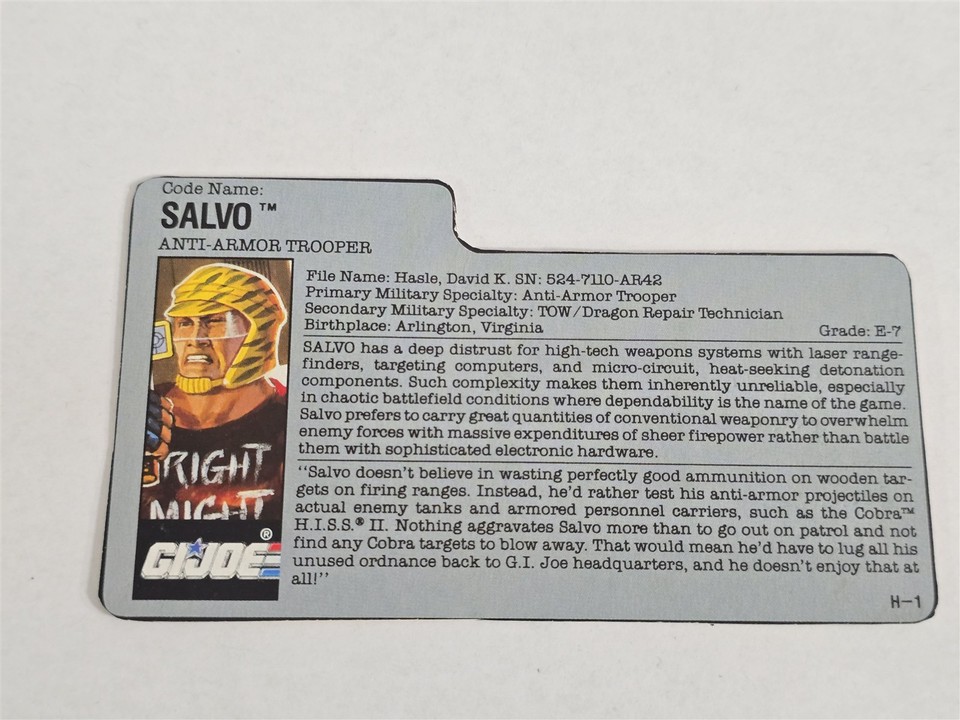 J-255 VINTAGE 1990'S HASBRO GI JOE SALVO ACTION FIGURE -COMPLETE NICE ...