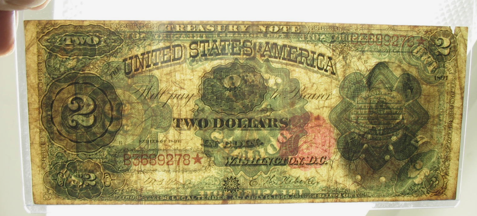 1891 $2 US Treasury Note Red Seal " McPherson” FR-356 Nice Circulated ...