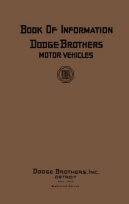 1909-1923 Dodge Book of Information Manual Instruction Book OEM | eBay