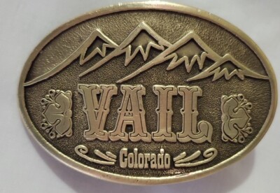 Vintage 1975 Adezy "Vail" Colorado Mountain Scene 3D Solid Brass Belt Buckle | eBay