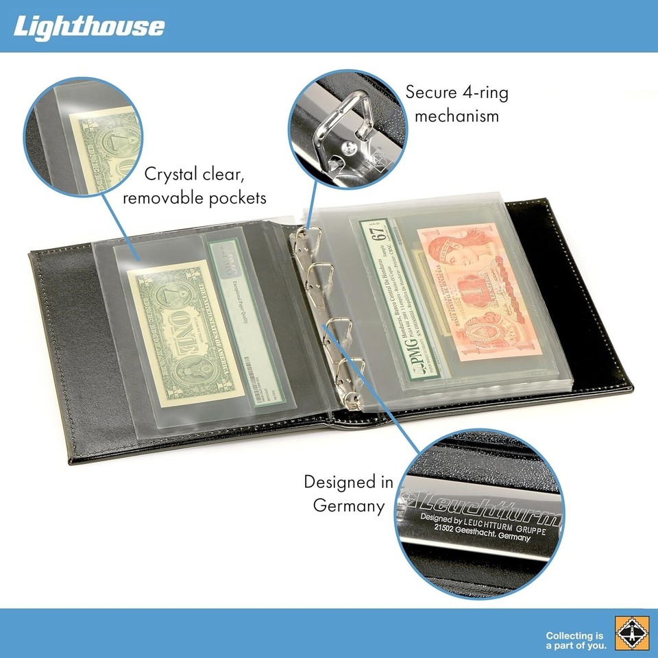 New Graded Currency Album w/ 20 Clear Pages 4 Rings Binder For ...