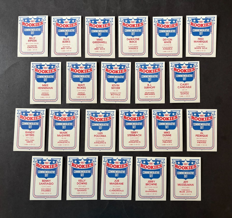 1988 Topps Glossy 1987 Rookies Complete 22 Card Set With Mark McGwire ...