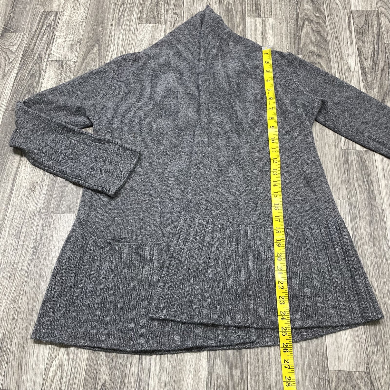 AQUA Open Style Cashmere Knit Gray Cardigan Sweater W… - Gem