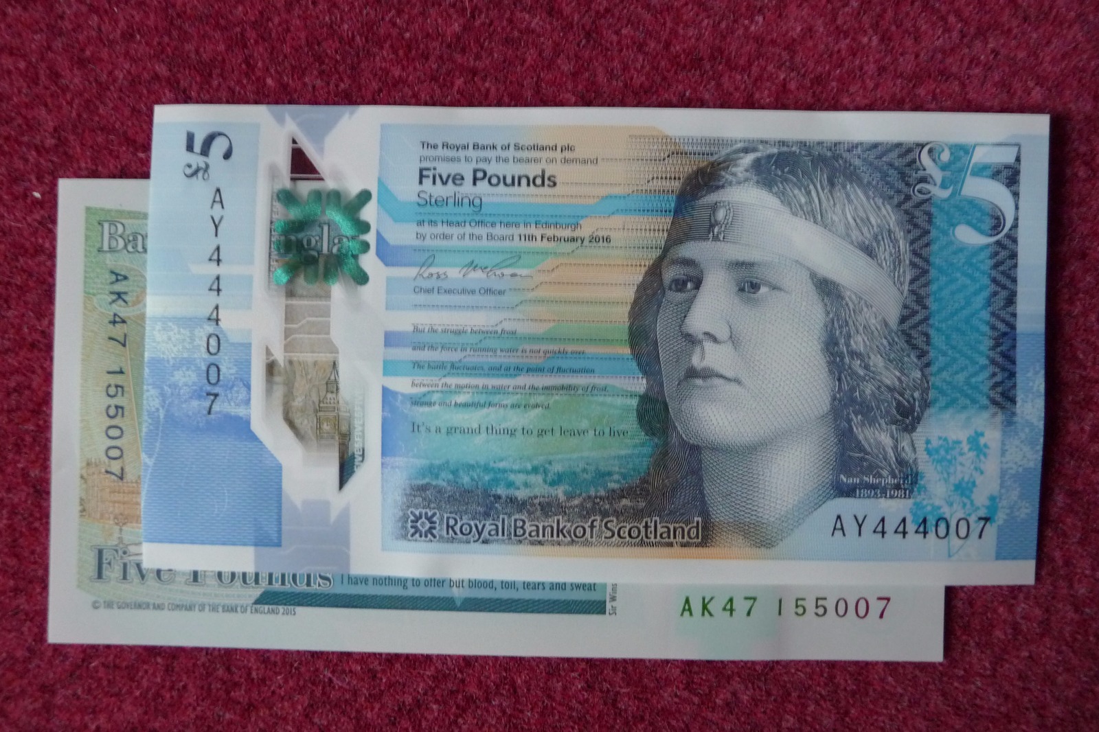 NEW POLYMER £5 FIVE POUND NOTES, ENGLISH & SCOTTISH JAMES BOND 007 ...