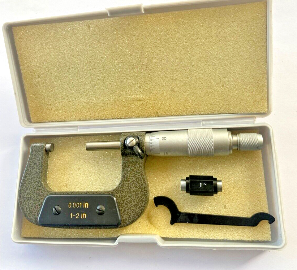 Outside Micrometer 1 to 2 inch X 0.0001" Solid Metal Frame carbide tip ...
