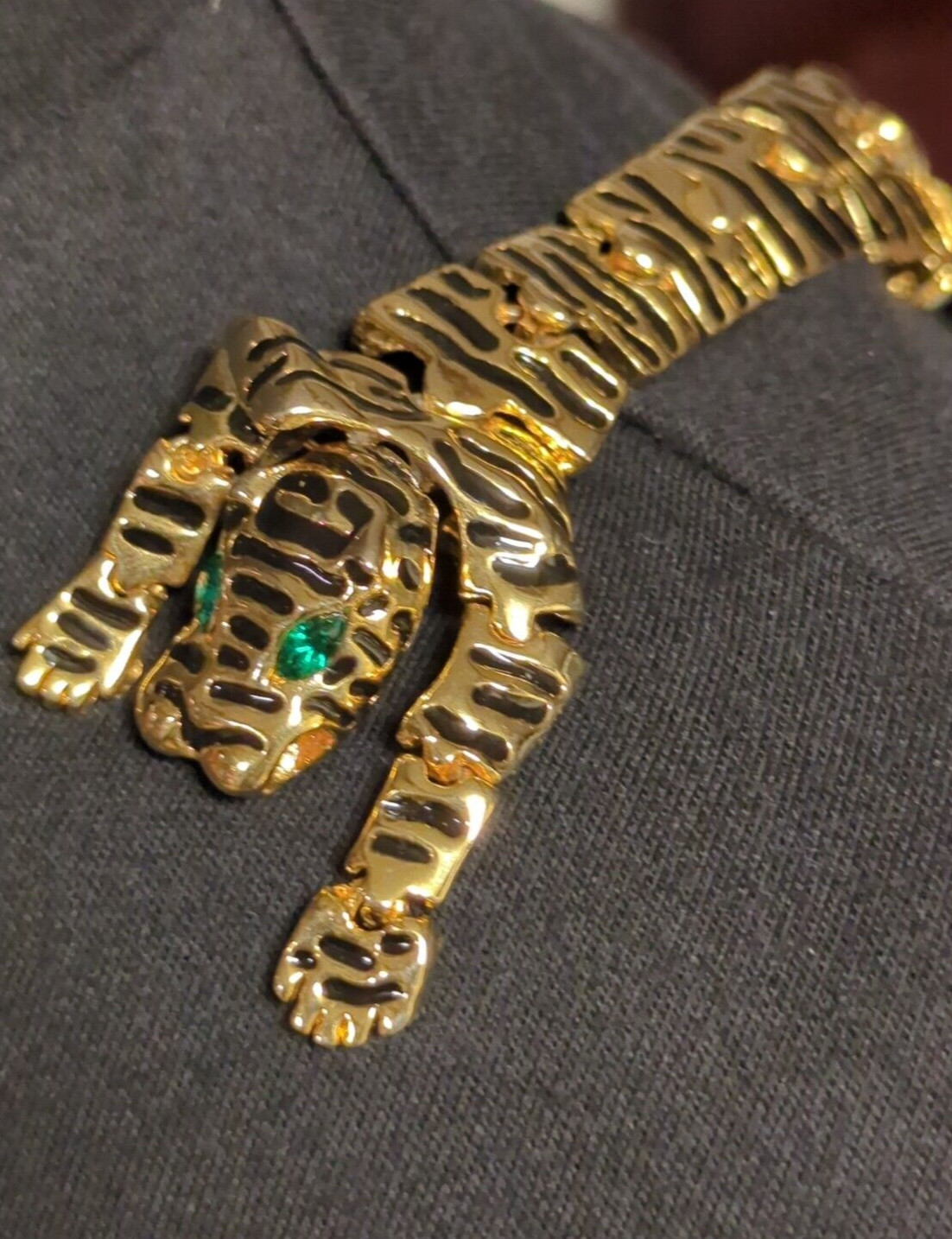 Panther Shoulder Articulated Brooch Double Pin Gold &… - Gem