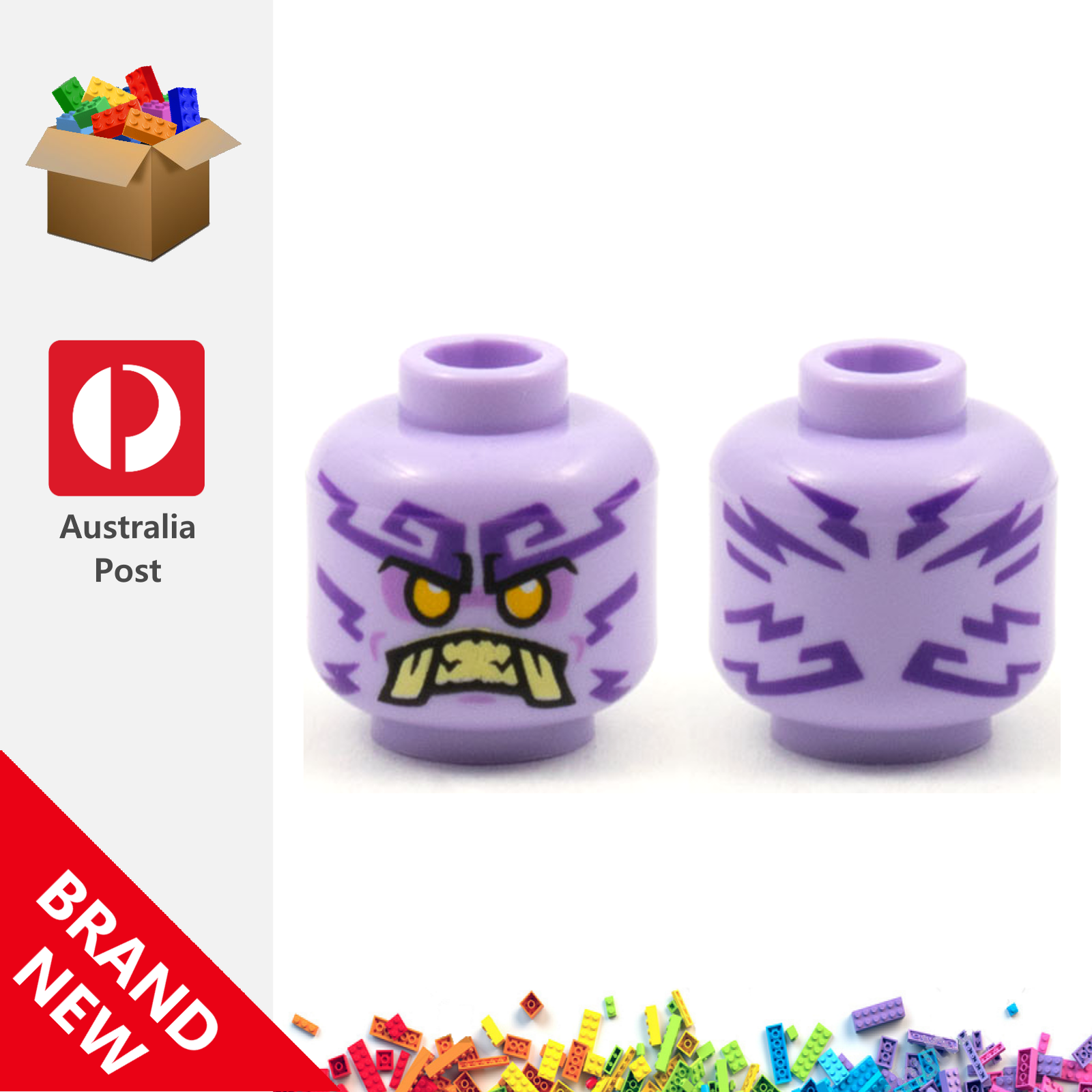 Genuine LEGO™ Lavender Minifigure Head Alien Ninjago Islander 3626 ...