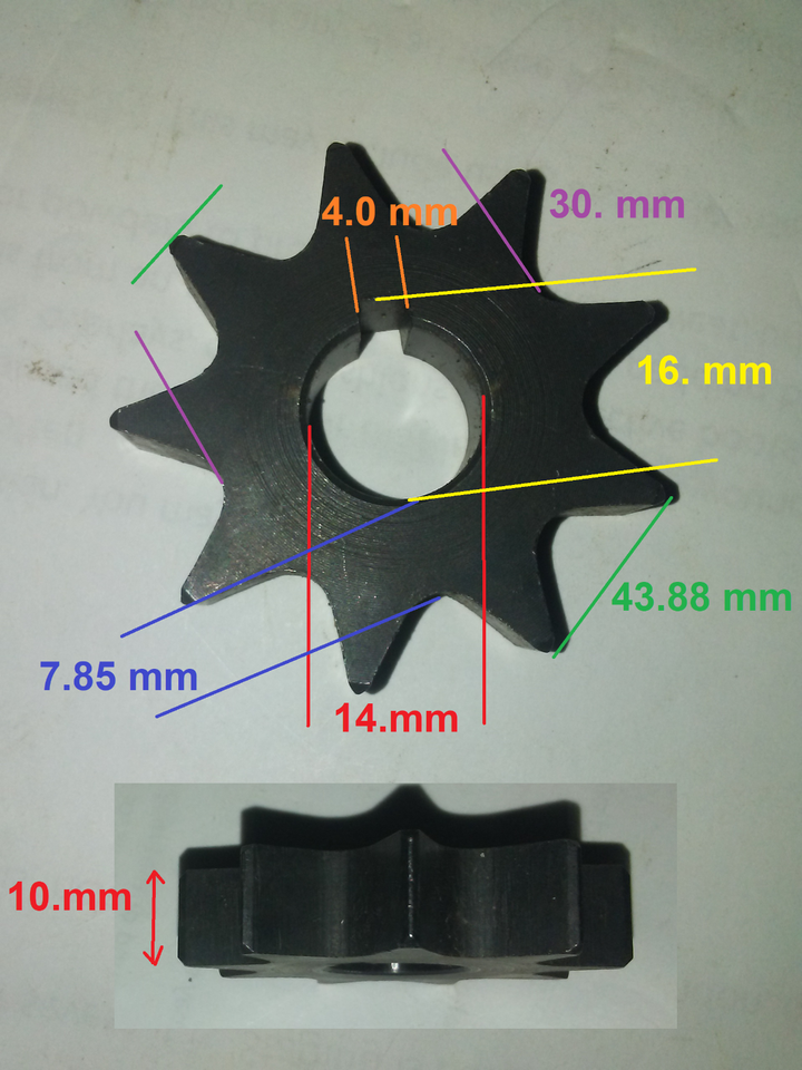 Hydraulic chainsaw sprocket, For Firewood Processor 3/8" 9T 1/2in. C.H ...