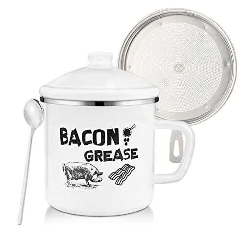 Bacon Grease Container With Strainer 1.2l/42oz Large Stainless Steel ...