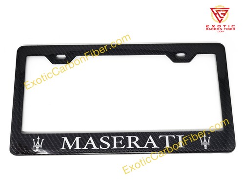 Maserati Silver Text New Tridents 2 Hole Carbon Fiber Plate Frame ...