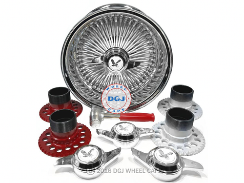 14x7 Rev 100 Spoke All Chrome with White Spokes Lowrider Wire Wheel ...