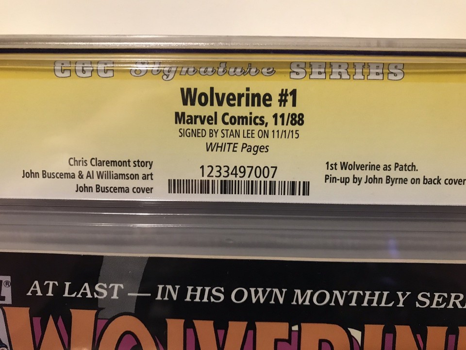 Marvel WOLVERINE #1 1988 SIGNATURE SERIES CGC 9.6 STAN LEE 1st Issue of ...
