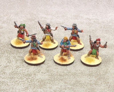 28mm Old West metal APACHE WARRIORS x6 Very Well Painted Wargames ...