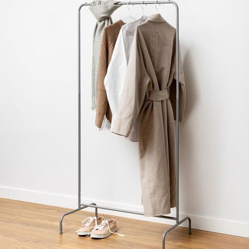 43 x 78 x 157cm Grey Single Garment Rack 2 Hang Rail Stoppers ...