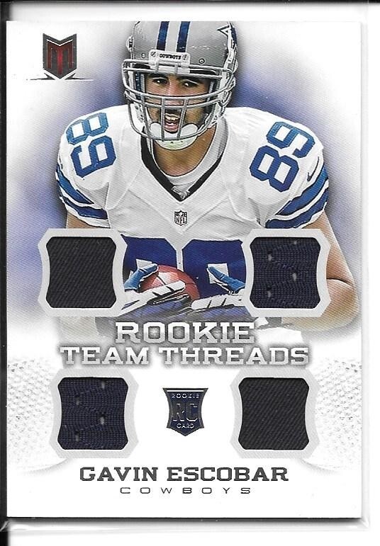 2013 Momentum Rookie Team Threads Gavin Escobar Quad Jersey Card /299 ...