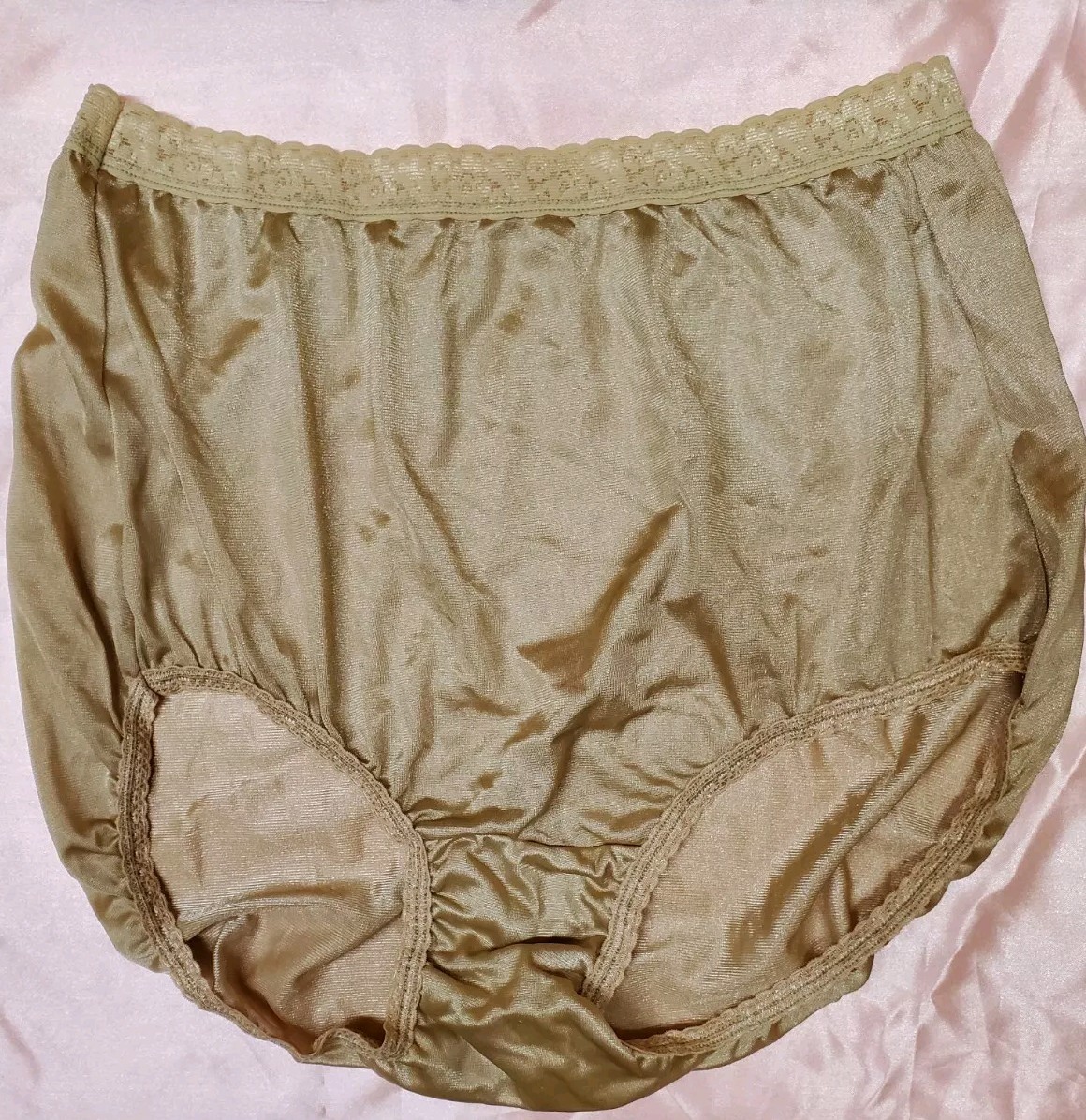 Vtg Sheer Panties Shiny Silky Nylon Gusset w Lace Sz … - Gem