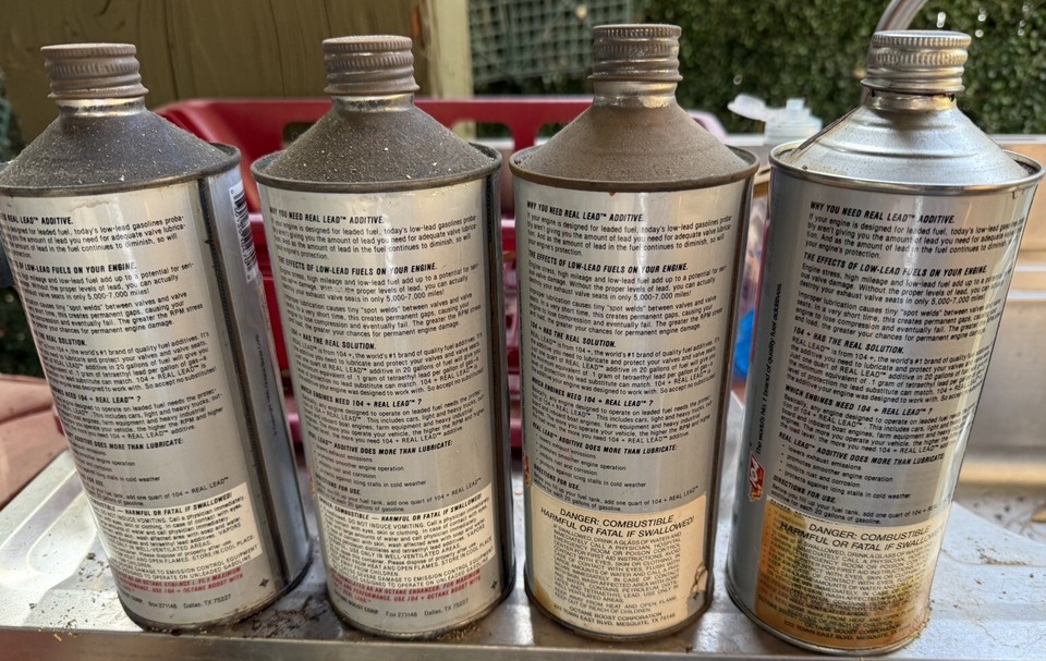 4 Lot REAL LEAD + 104 Octane Boost Fuel Concentrate VTG Cans | eBay