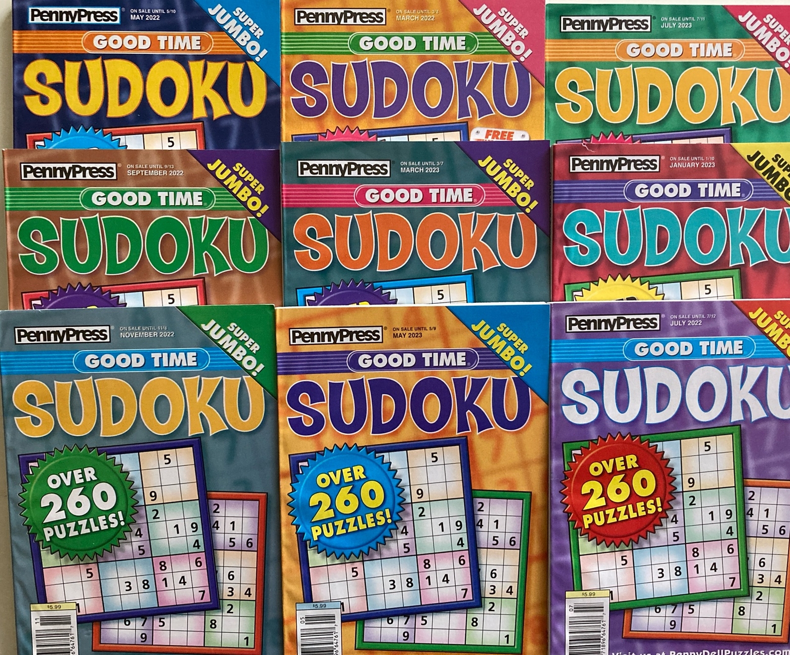 Lot of 6 Penny Press Good Time Sudoku Puzzle Books 266 Puzzles Per Book ...