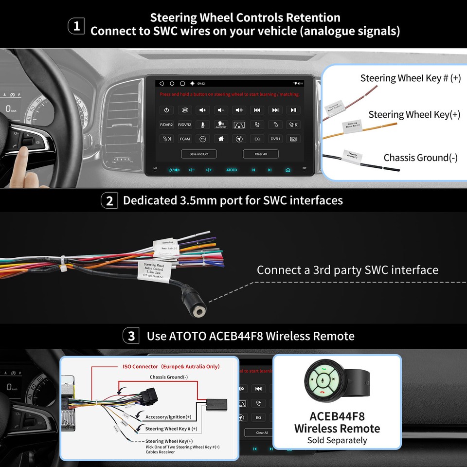 ATOTO 9IN A6 2DIN Car Stereo GPS Track Head Unit Wireless Android Auto ...