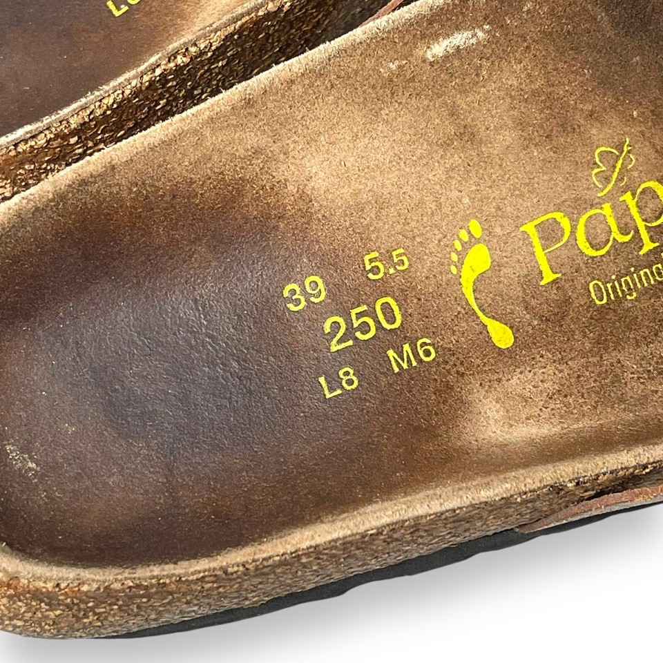 Papillio Birkenstock Womens Sz 8 Distressed Leather Strap Toe Loop Ring ...