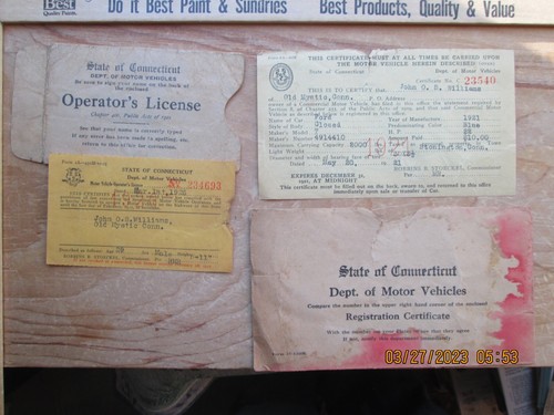 Registration and operators license state of connecticut 1921 1926 | eBay