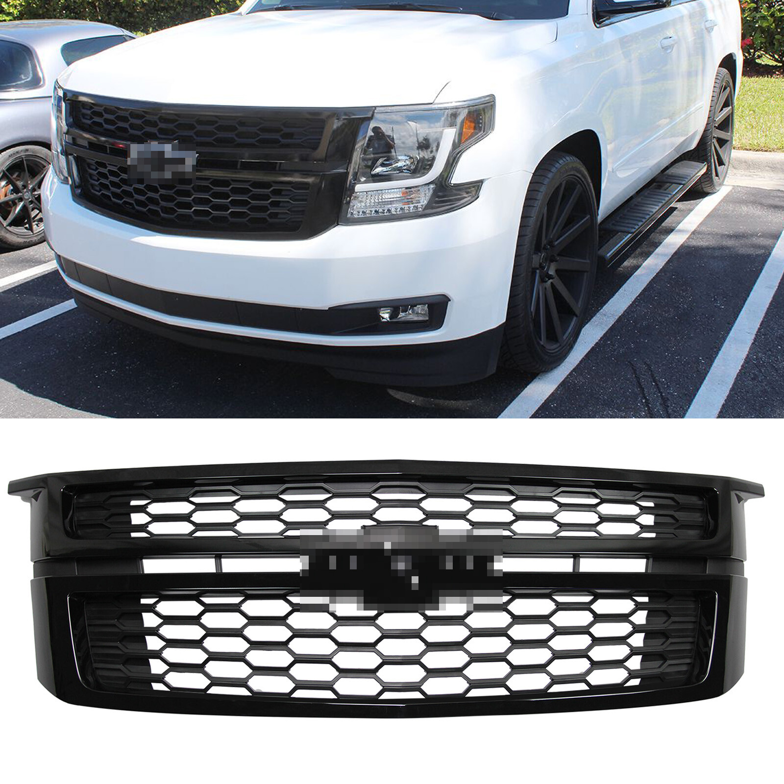 Gloss Black Front Center Grille Grill For 2015-2020 Chevrolet Tahoe ...