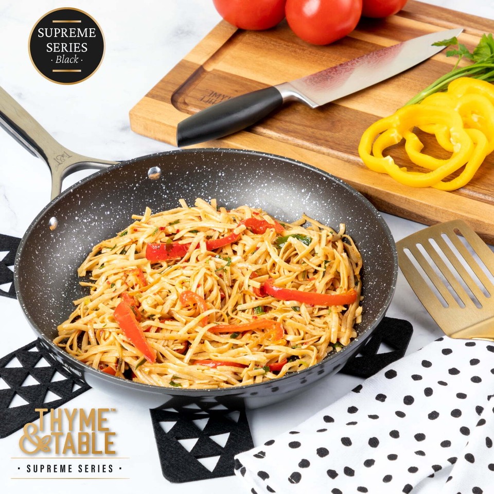Thyme & Table Non-Stick 12" Supreme Fry Pan, Black | eBay