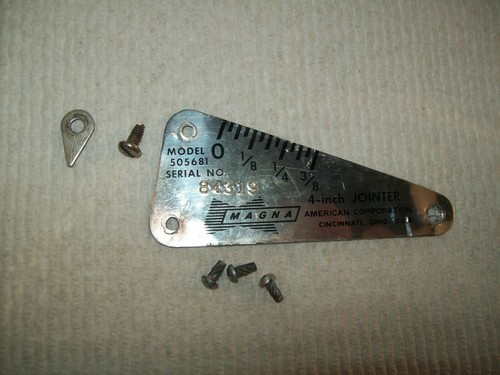 Name & Model Plate & Brads From Magna 4" Jointer #505681 From Shopsmith ...