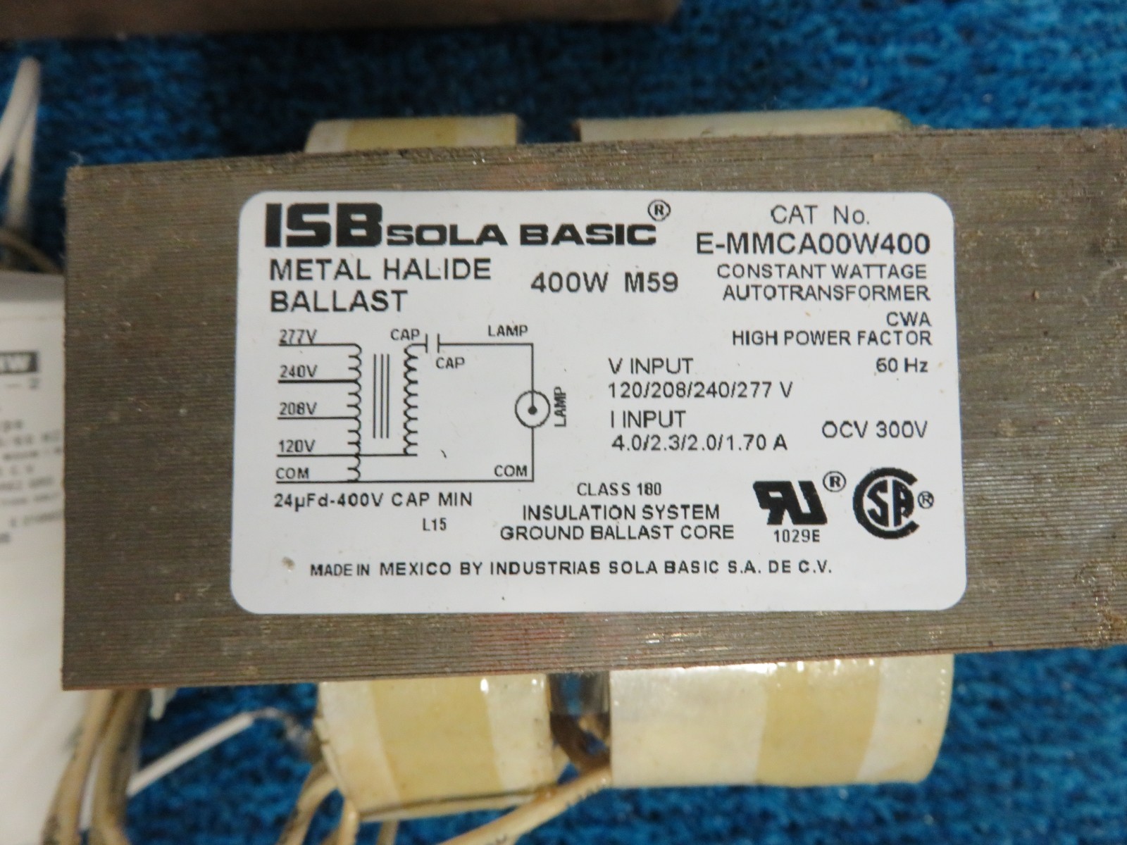 ISB Sola Basic E-MMCA00W400. CW Autotransformer 120/208/240/227V 60Hz ...