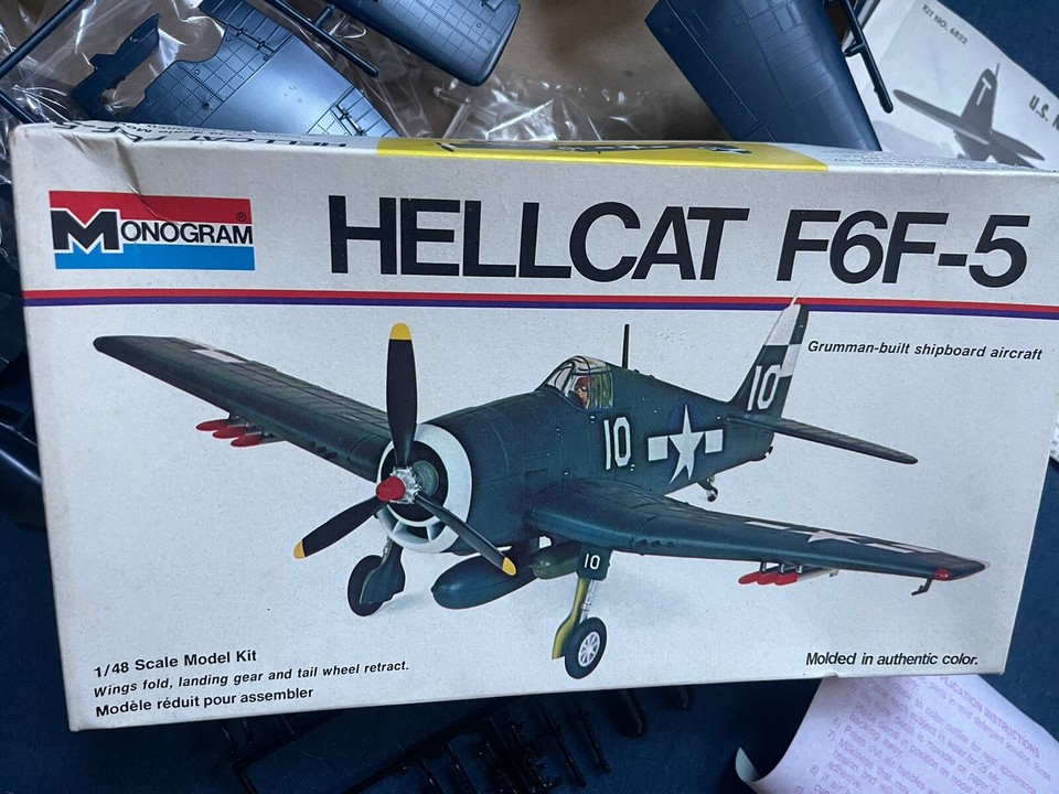 1979 version MONOGRAM #6832 Hellcat F6F-5 airplane Model Kits lots cars ...
