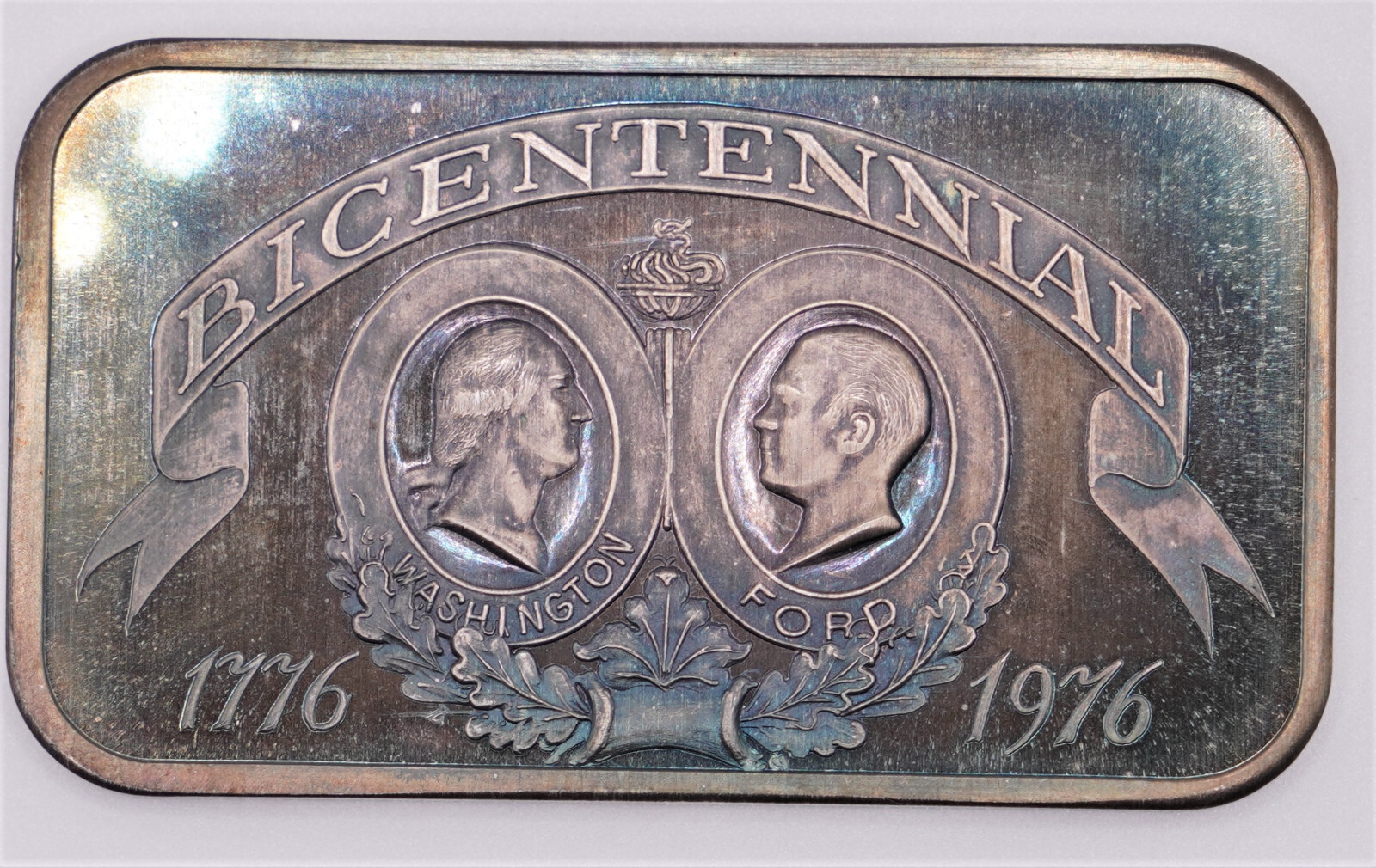 TONED 1776-1976 President Washington Ford 1 troy ounce 999 Silver art bar C2329 | eBay