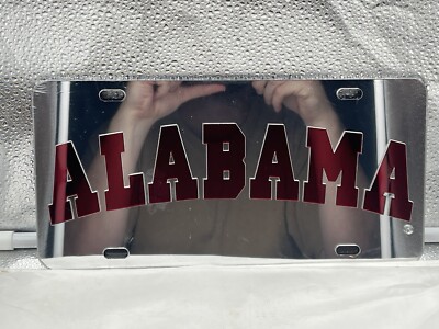 Alabama Crimson Tide NCAA Silver Mirrored Laser Cut License Plate ...