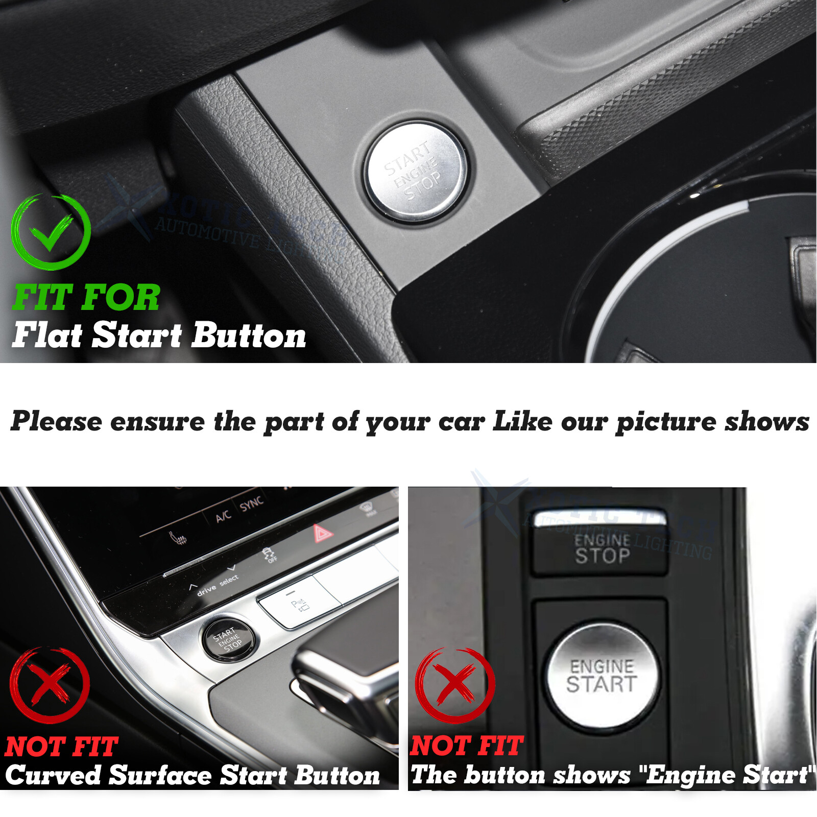 Set of Blue Engine Start Stop Push Button Cover Trim For Audi A4 A5 A6 ...