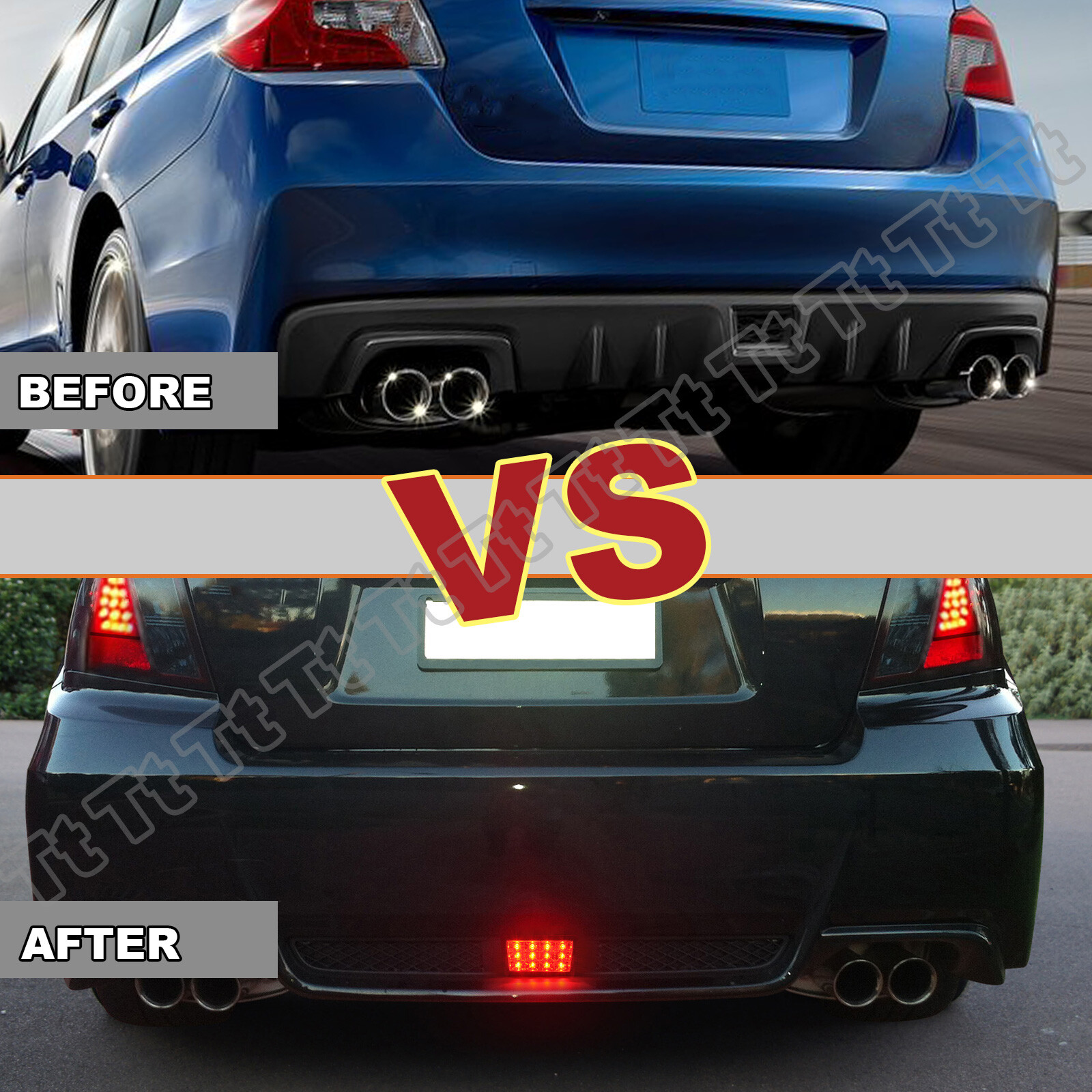 For 2011-2021 Subaru WRX STI Red LED F1 Style Rear Fog Light 3rd Brake ...