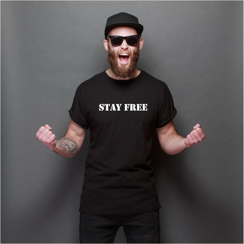 Stay free Printed mens punk rock T shirt Slogan inspired by the clash ...