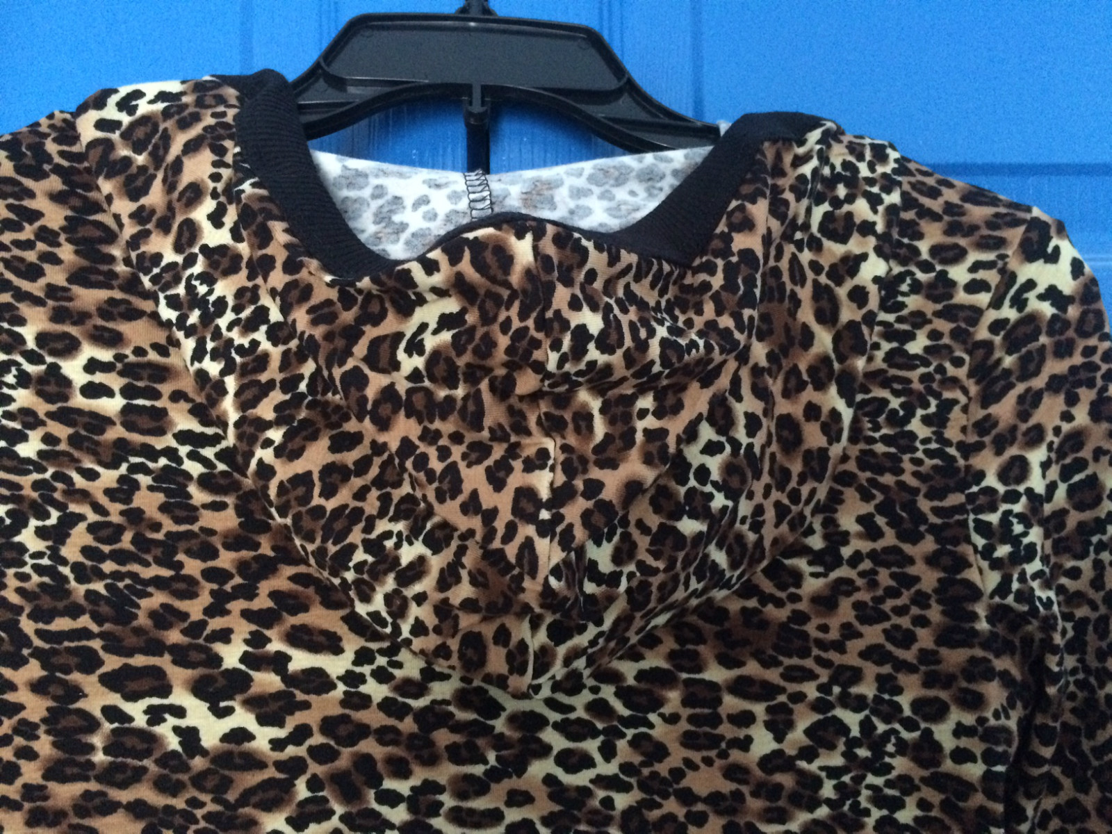 BROWN animal LEOPARD hoodie cardigan Sweater zipper pockets cotton S M ...
