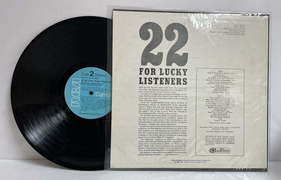 Bob Ralston- 22 All-Time Organ Favorites 1966 CAS-917 Vinyl LP - 12" NM ...