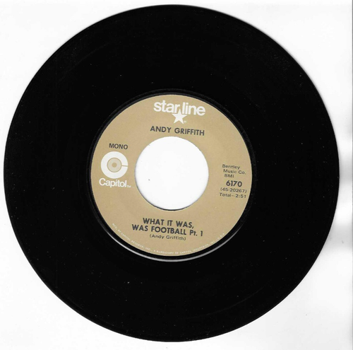 ANDY GRIFFITH - WHAT IT WAS, WAS FOOTBALL PART's 1 & 2 - 1960s 7" 45rpm ...