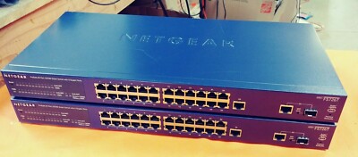 Lot of 2 NetGear FS726T ProSafe 24 Port 10/100 Smart Switch + 2 X Gig ...