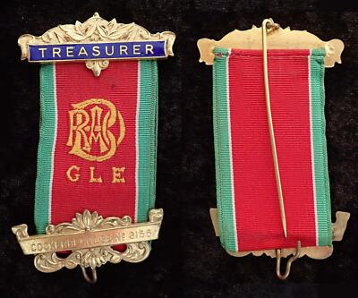 VINTAGE RAOB GLE COCKERBECK TREASURER BUFFALO GILT BREAST RIBBON PIN ...