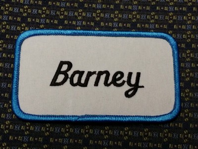BARNEY NAME TAG BLUE AND WHITE PATCH | eBay