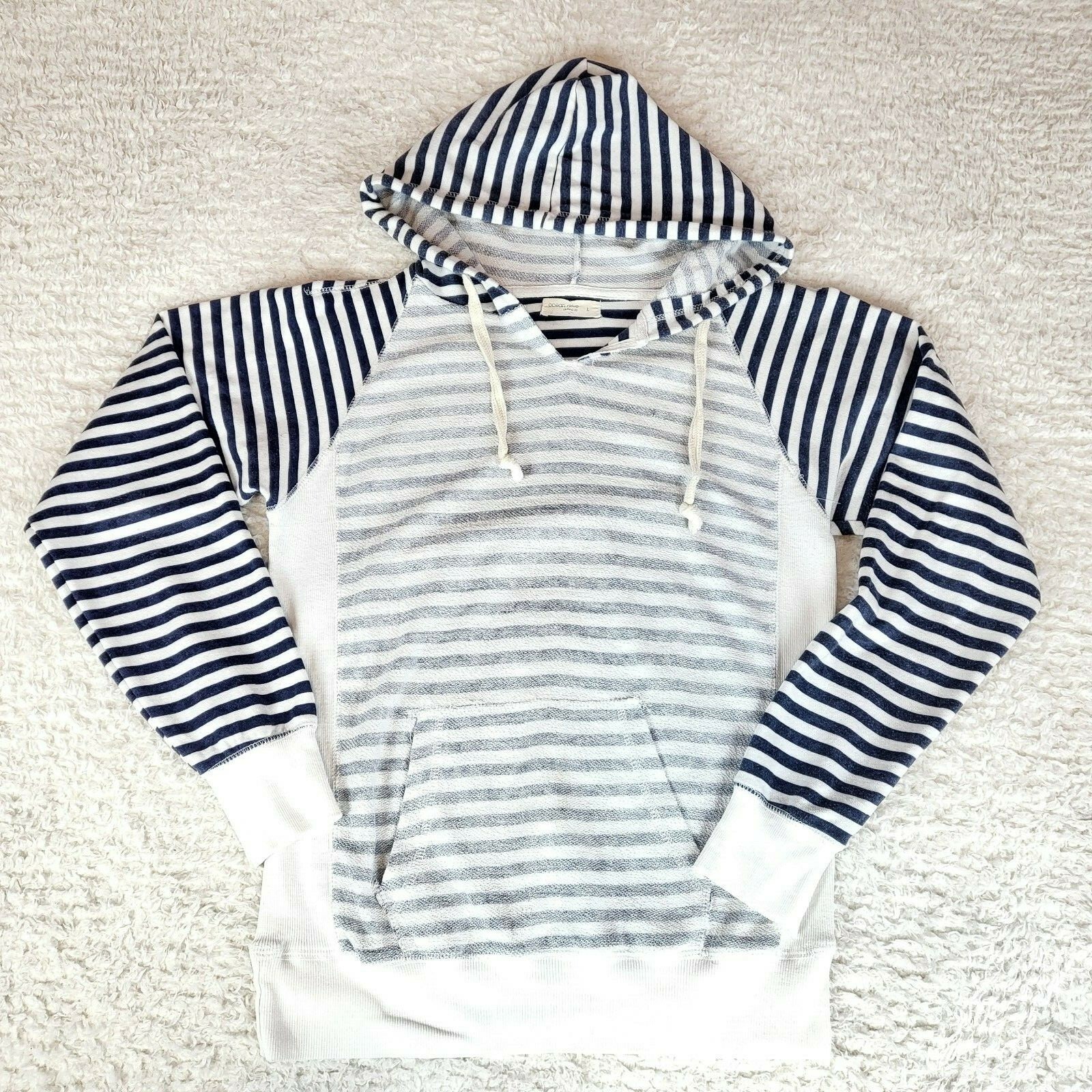 Ocean Drive Women's Long Sleeve Pullover Striped Sweatshirt Hoodie Size ...