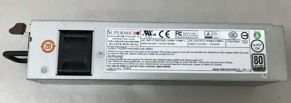 Supermicro (PWS-606P-1R) 1U 80Plus Platinum 600W Switching Power Supply ...
