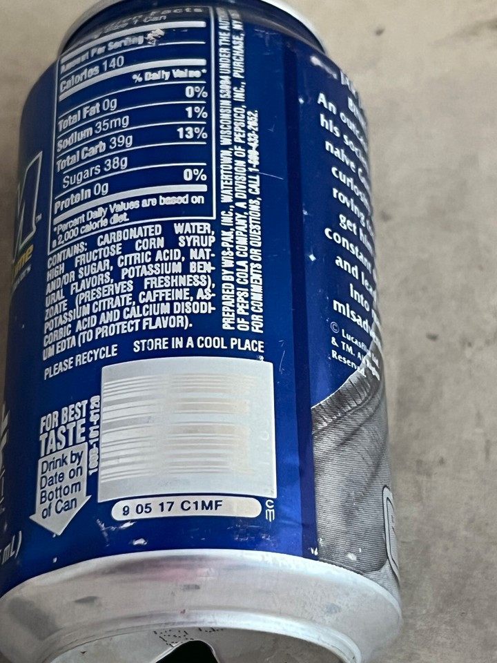 Pepsi Storm Star Wars Episode 1 Lemon Lime Soda Pop Can Bottom Opened ...