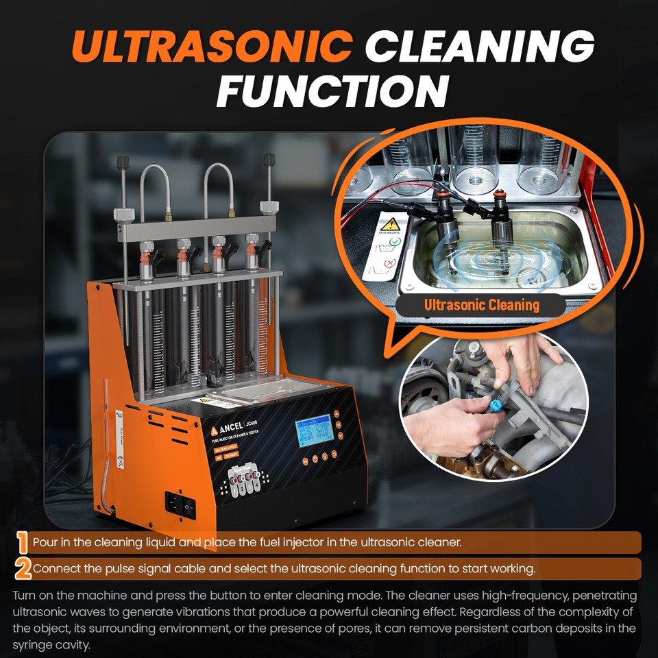 ANCEL Automotive Fuel Injector Cleaner Tester Machine for PFI GDI Piezo ...