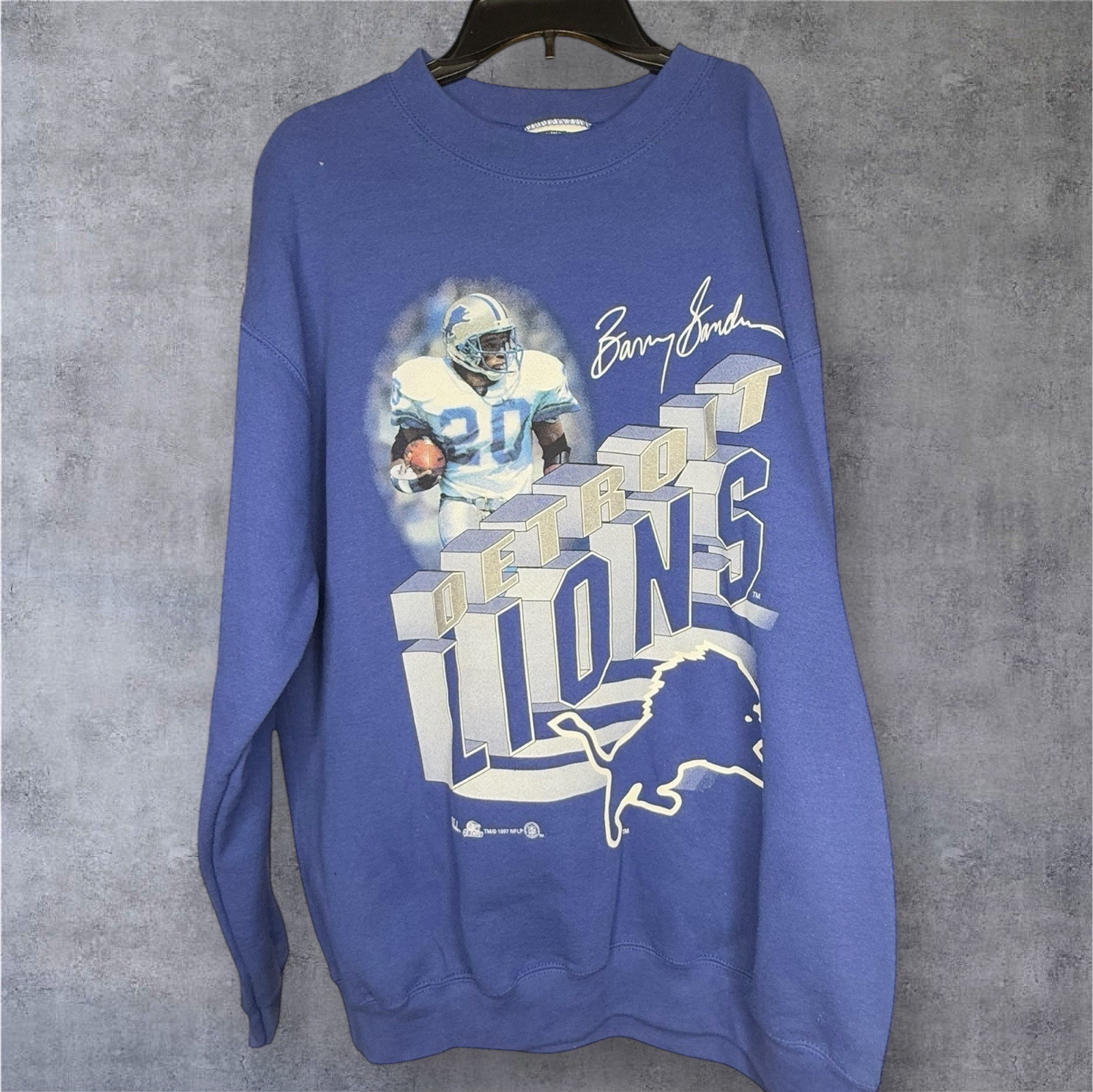 Vintage Rare NFL Barry Sanders Detroit Lions Sweatshi… - Gem